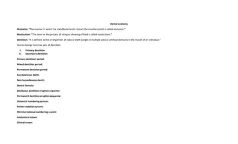 Definitions Tooth Morphology 1docx Dental Health Diseases And