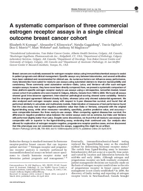 Pdf A Systematic Comparison Of Three Commercial Estrogen Receptor