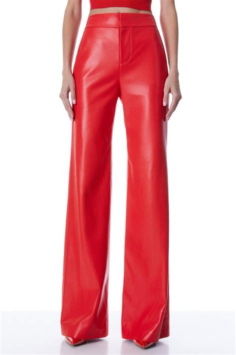 Alice Olivia Deanna High Waisted Vegan Leather Bootcut Pant