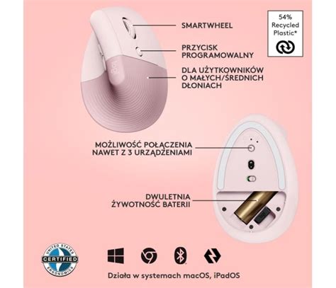 Logitech Lift Różowa Myszki Bezprzewodowe Sklep Komputerowy X Kom Pl