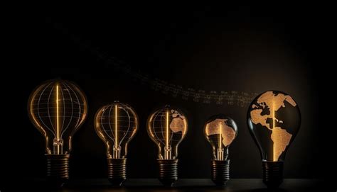Premium AI Image Bulbs In Rows Of Different Sizes With Atlas Of Earth