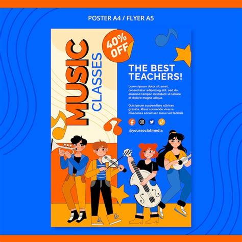 Free Psd Flat Design Music Classes Template