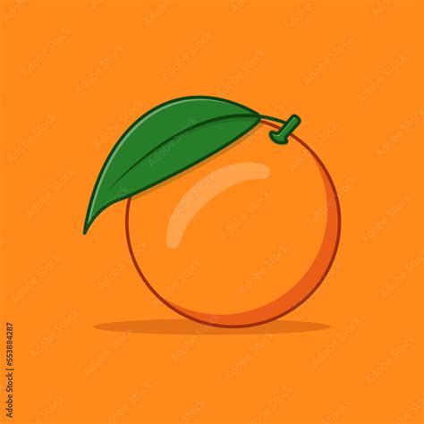 Orange Cartoon Vector Icon Illustration Fruit Icon Concept Isolated
