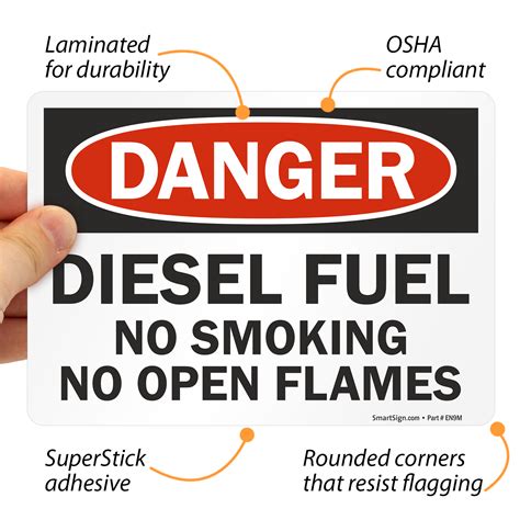 Danger Diesel Fuel No Smoking No Open Flames Sign