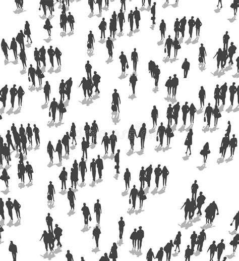 Vector Illustration Of Crowd Of People Walking From High Angle View
