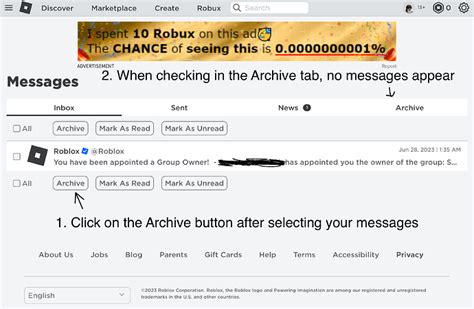 Archiving Messages Doesnt Place It In The Archive Tab Website Bugs Developer Forum Roblox