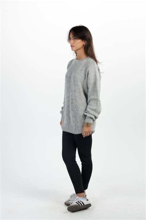 Oversized Knitted Sweater In Grey Dress Code