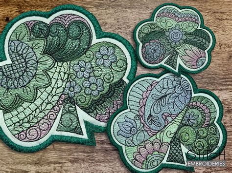 Mehndi Clovers Coasterstrivets 3 Embroidery Designs