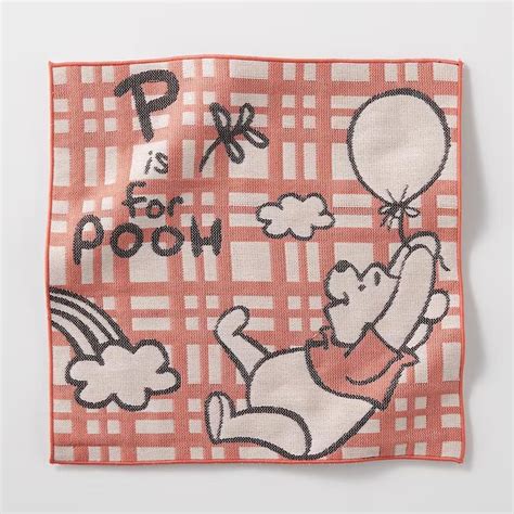 日本千趣會 日本製 三層紗柔軟純棉吸水手帕 格紋 小熊維尼 23×23cm｜媽咪愛