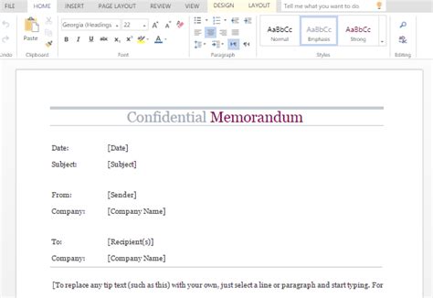 Confidential Memo Word Template