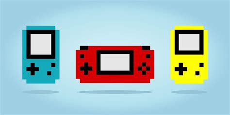 Bit Pixel Of Game Console Portable Handheld Gadget In Vector