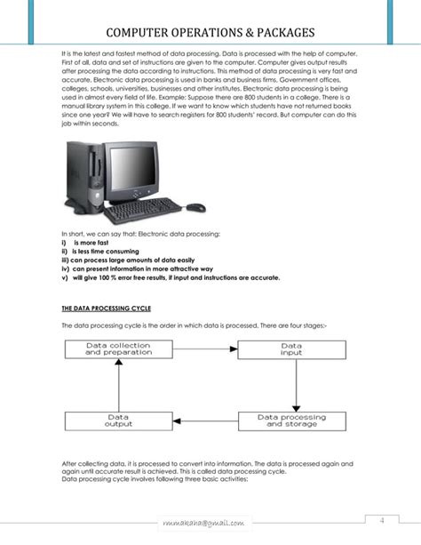 Computer Operations And Packages Notes And Introduction To Computers