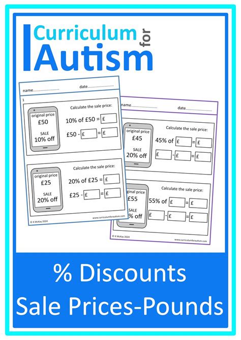 calculating sales prices from percent discounts worksheets with