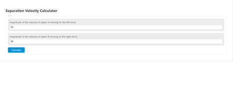 Separation Velocity Calculator Calculator Academy