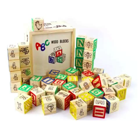 E3tfl 48pcs Abc Wooden Block Alphabet Stacking Blocks Building