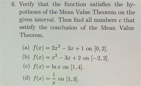 Solved Verify That The Function Satisfies The Hypotheses Of