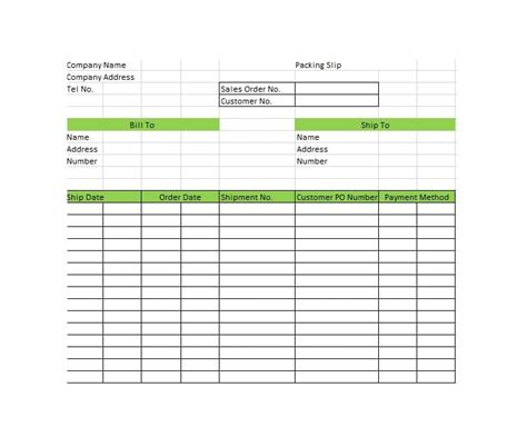 Packing Slip Format Excel Excel Templates