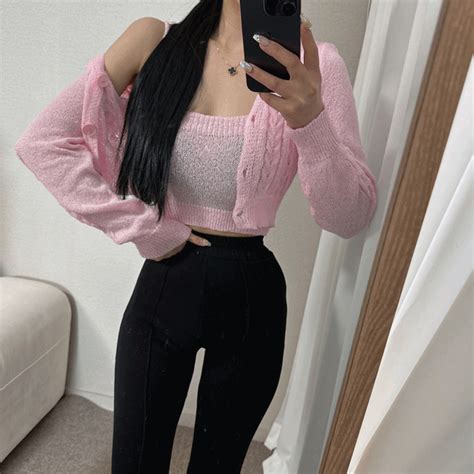 ️당일배송 ️[세트가격]크롭 탑 나시 크롭 니트 패드 가디건 세트 5color 에이블리