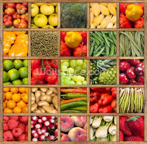 Fruit And Vegetable Collection Wallpaper Wallsauce UK