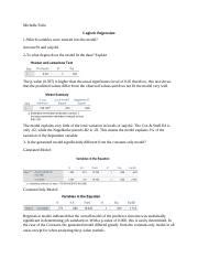 Assignment 7 Logistic Regression Docx Michelle Feliu Logistic