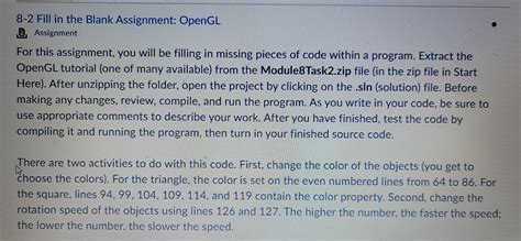 solved 8 2 fill in the blank assignment opengl e assignment