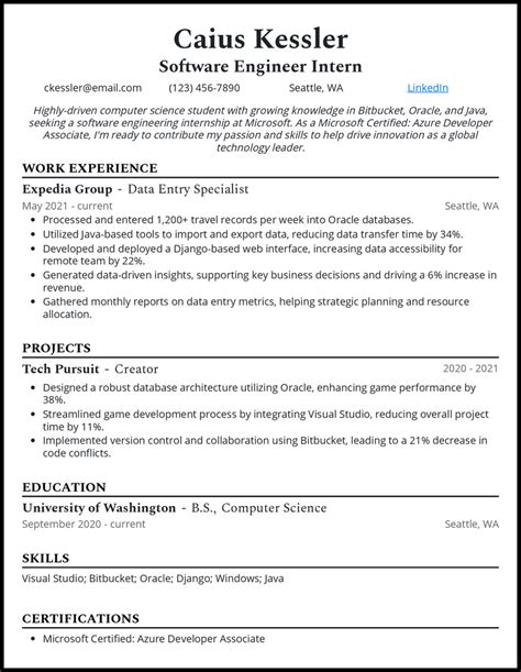 3 Software Engineer Intern Resume Examples For 2024