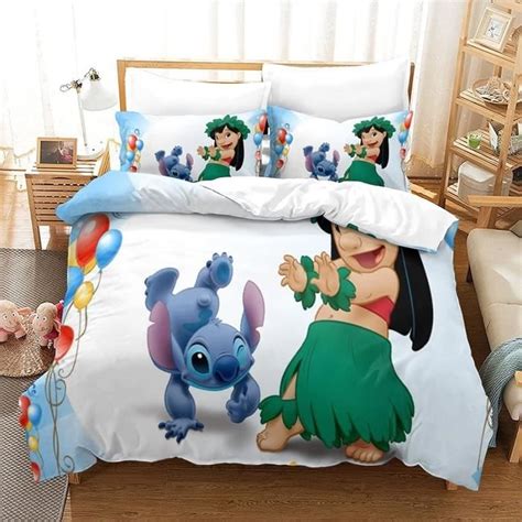 ZHMAO Parure De Lit Stitch Lilo Stitch Housse De Couette Avec Taie