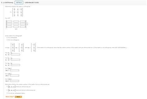 Solved Determine Whether The Matrix Is Orthogonal Chegg Com