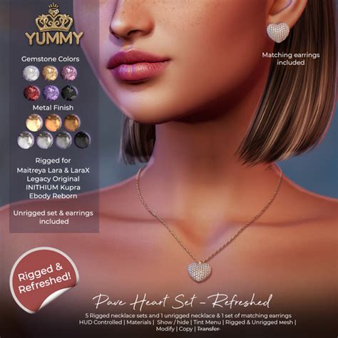 Second Life Marketplace Yummy Pave Heart Set Refreshed