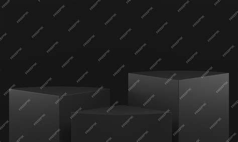 현실적인 제품 프레젠테이션을 위한 블랙 3d 연단 삼각형 디스플레이 페데스탈 패션 쇼케이스 프리미엄 Psd 파일