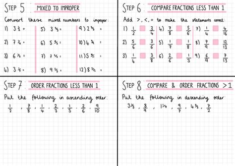 White Rose Maths Year 5 Fractions A Homework Steps 5 8 Teaching Resources