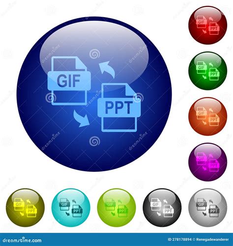  Ppt File Conversion Color Glass Buttons Stock Vector Illustration
