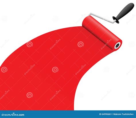 Spazzola Del Rullo Con Vernice Rossa Illustrazione Vettoriale
