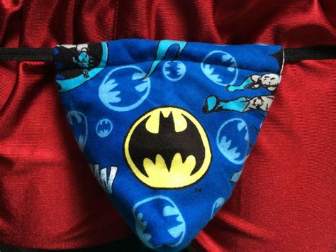 New Mens Blue Batman Comic Strip Superhero Gstring Thong Lingerie