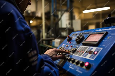 Premium Photo Hand Operating Cnc Machine Control Panel For Precise