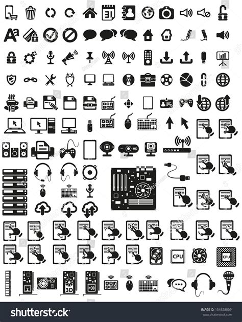 Set Computers Hardware Vector Icons Stock Vector Royalty Free