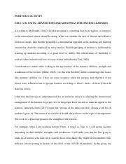 EDUC 5711 UNIT 6 Portfolio Activity ADAPTATIONS AND GROUPINGS FOR