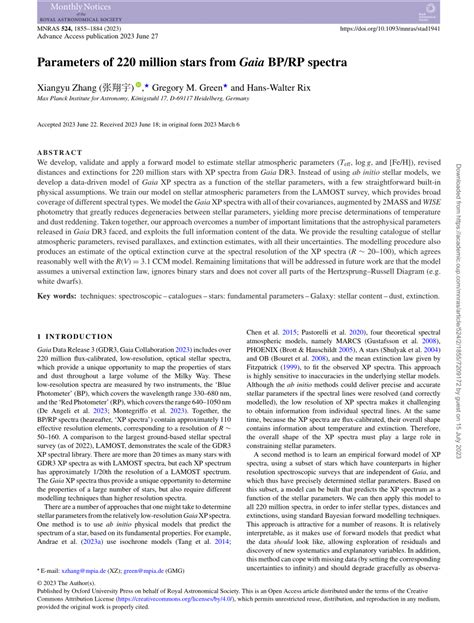 Pdf Parameters Of 220 Million Stars From Gaia Bprp Spectra