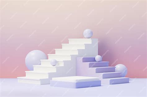 제품 프레젠테이션 및 광고를 위한 2022년 디자인의 베리 페리 색상이 있는 뷰티 연단의 3d 렌더링 최소한의 파스텔 하늘과 꿈꾸는 땅 장면 로맨스 개념입니다