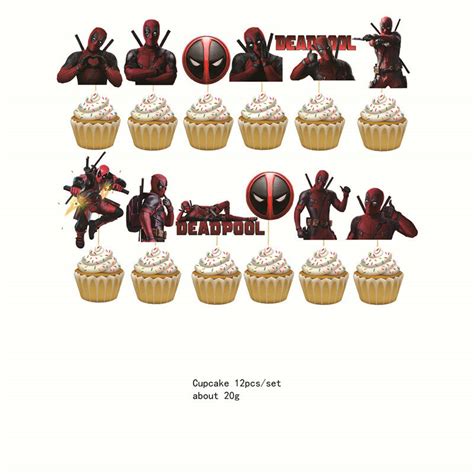 Deadpool Birthday Party Decorations Disposable Tableware Cake Topper