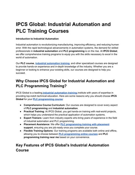 Ppt Ipcs Global Industrial Automation And Plc Training Courses