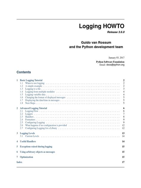 logging howto guido van rossum and the python development team pdf