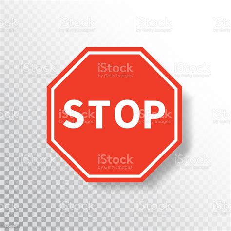 투명 한 배경에 고립 된 정지 표지판 붉은도로 표지판 교통 규제 경고 중지 기호입니다 드라이버 템플릿에 알립니다 벡터 일러스트 정지 표지판에 대한 스톡 벡터 아트 및 기타