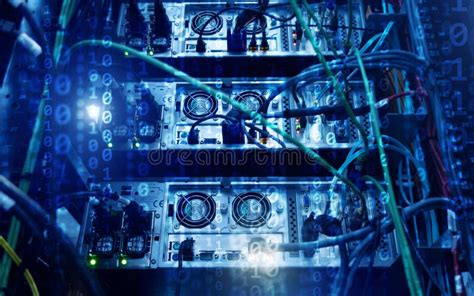 Binary Code Matrix Digital Internet Technology Concept On Server Room