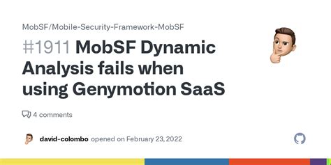 Mobsf Dynamic Analysis Fails When Using Genymotion Saas · Issue 1911 · Mobsfmobile Security