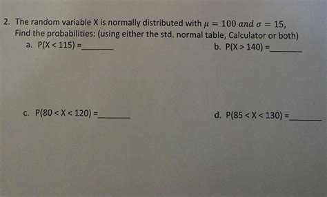 Solved The Random Variable X Is Normally Distributed With Chegg