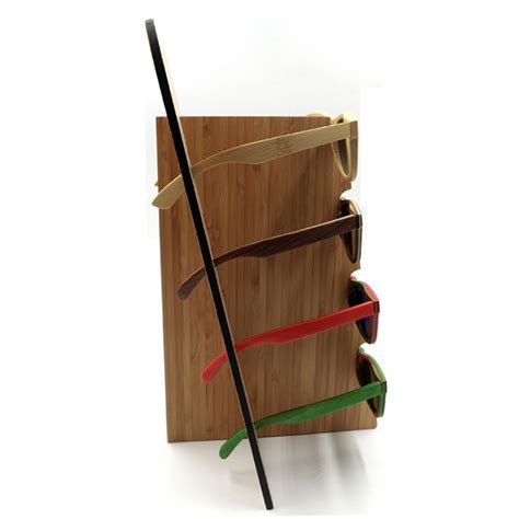 New 4 Pair Natural Wooden Sunglass Display Rack Wood Sunglasses Holder