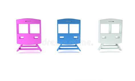 Colorful Train And Railway Icon Isolated On White Background Public