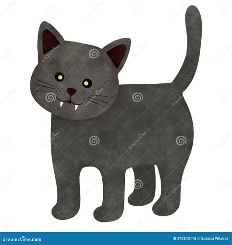 Halloween Cute Black Cat Cartoon Characters Stock Illustration