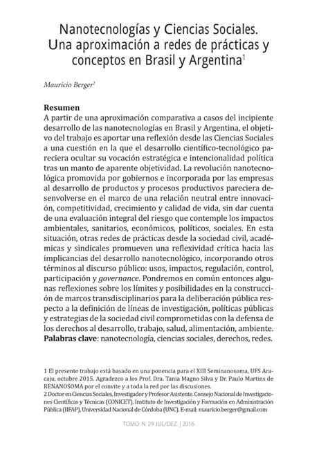 Pdf Nanotecnologías Y Ciencias Sociales Una Aproximación A Redes De